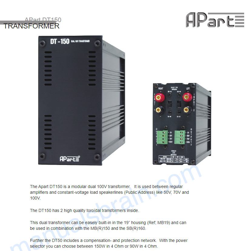 APART DT-150 STEREO 100V TRANSFORMATOR