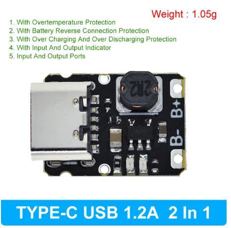 Regulator punjač TP4057 1.2A USB-C Lithium Battery Charging Protection