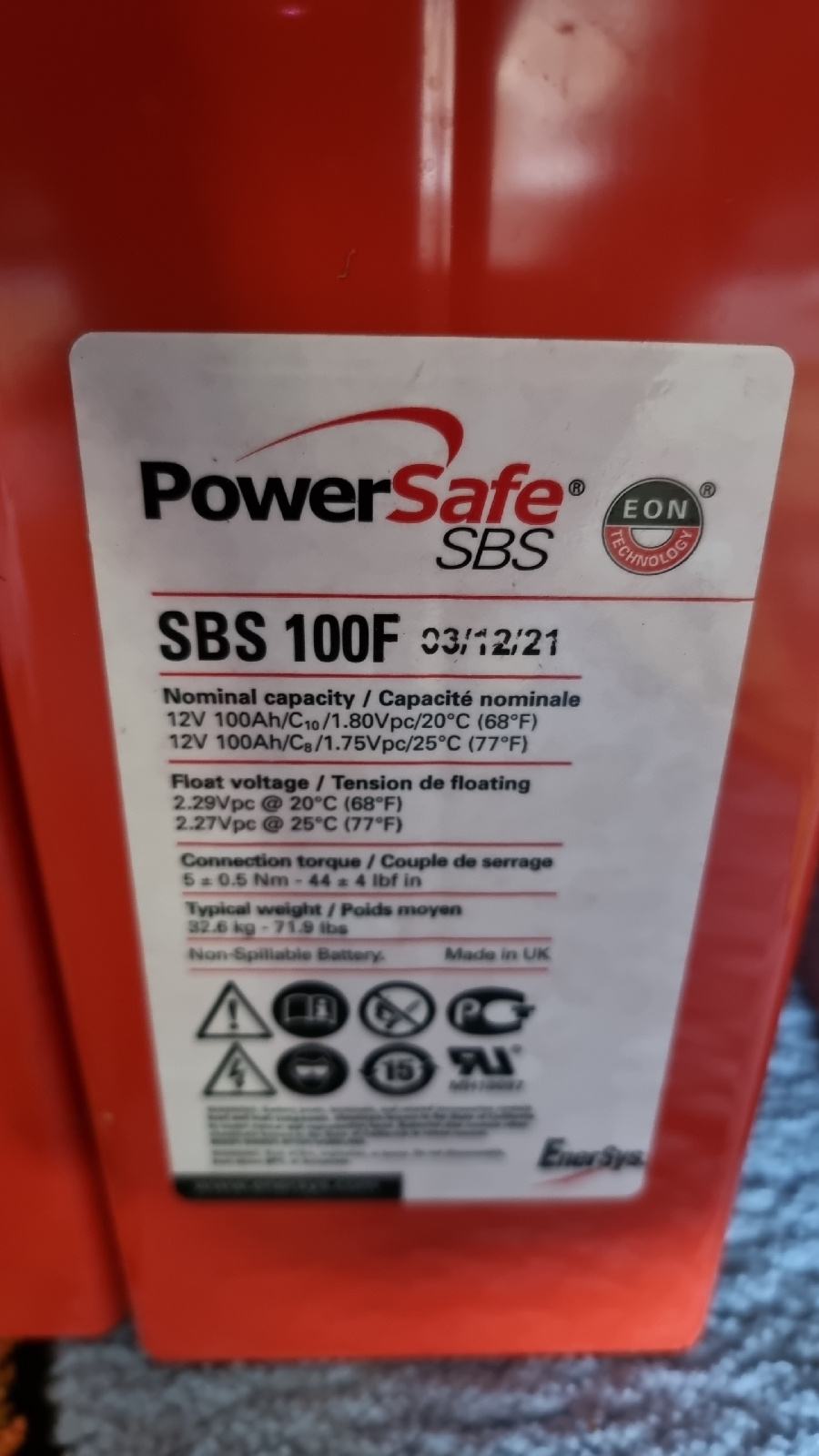 Solarni Akumulator EnerSys PowerSafe SBS100F 100Ah