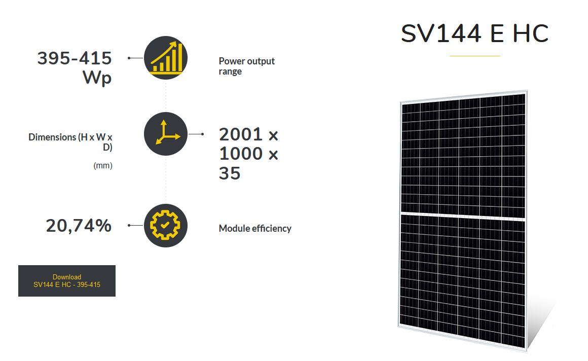 Solarni paneli Solvis SV144 E HC 390w monokristal fotonaponski modul
