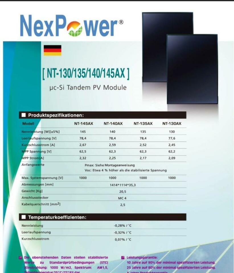 Solarni paneli NexPower NT-140AX (350 kn po komadu)