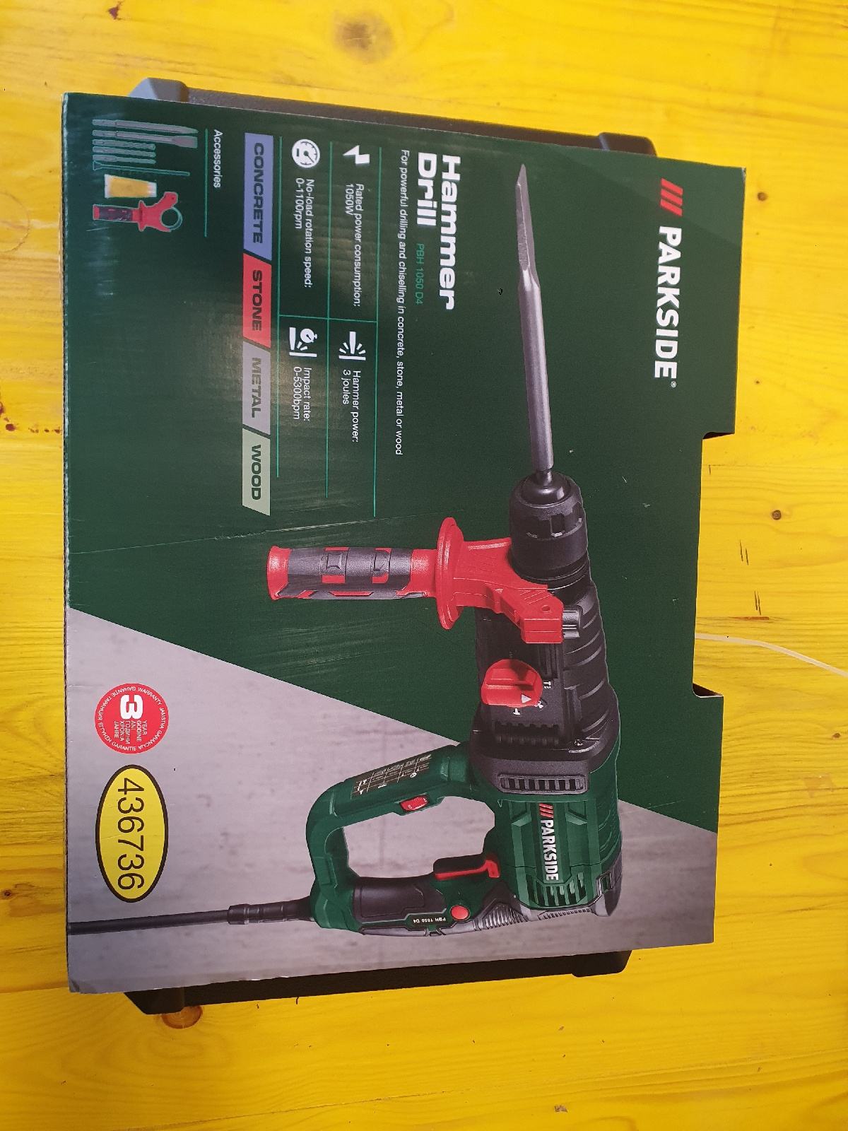 Udarna bušilica PARKSIDE , PBH 1050 D4 , 1050W , 3J