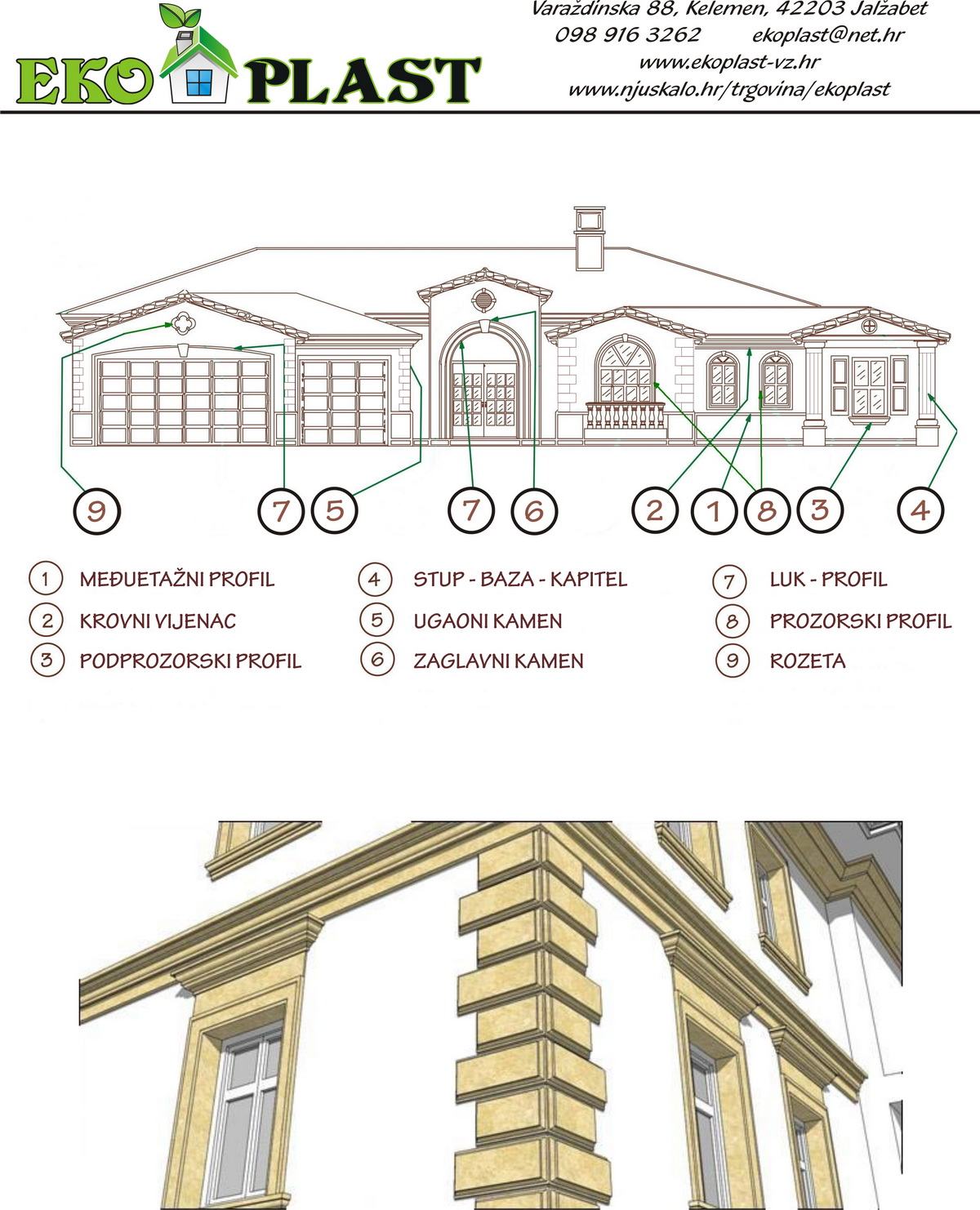 Štukature, Bordure, Fasadni Profili, Ukrasne Lajsne, Stiropor, Gips