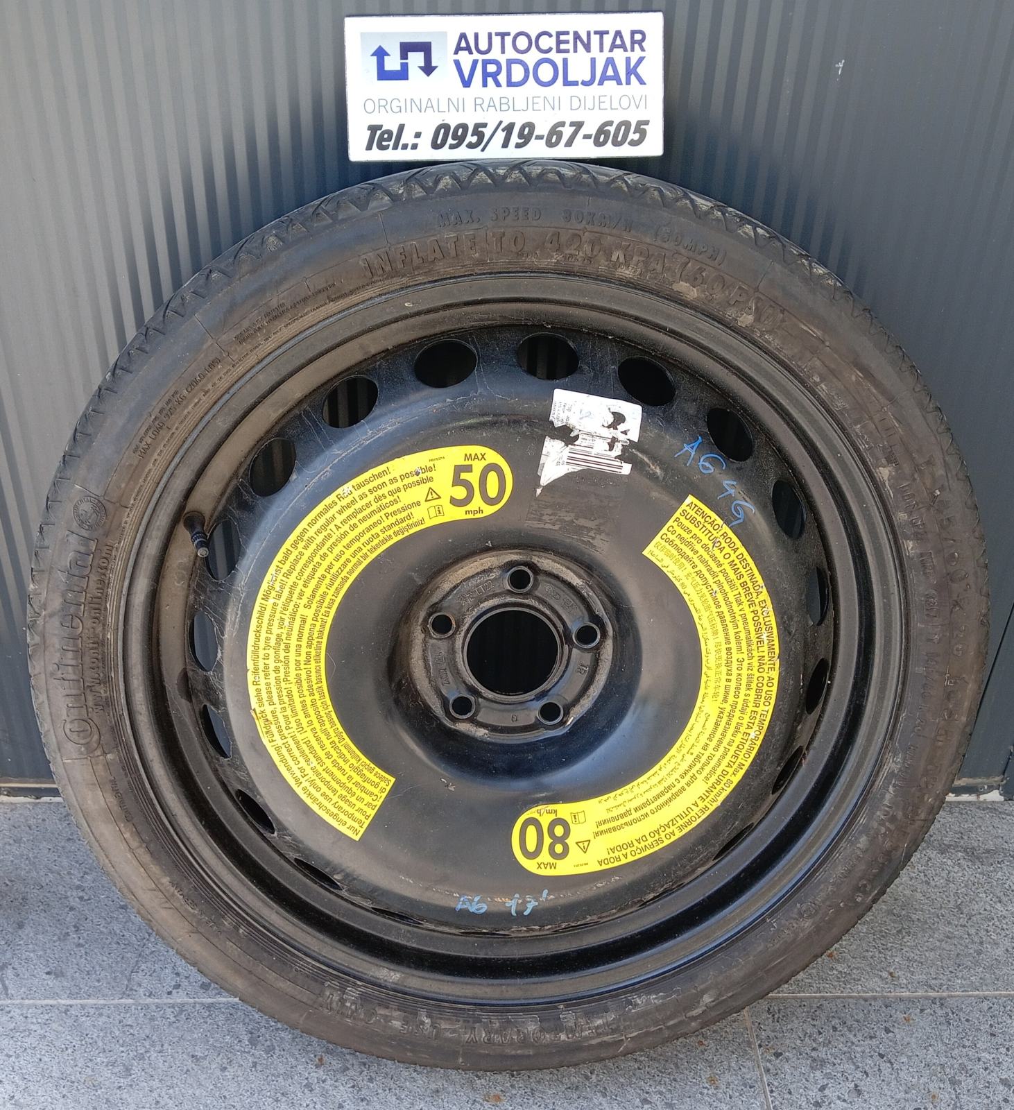 Čelična felga 20 rupe 5x112, 1 kom/Rezervni kotač /A6 4G 2017/145/60