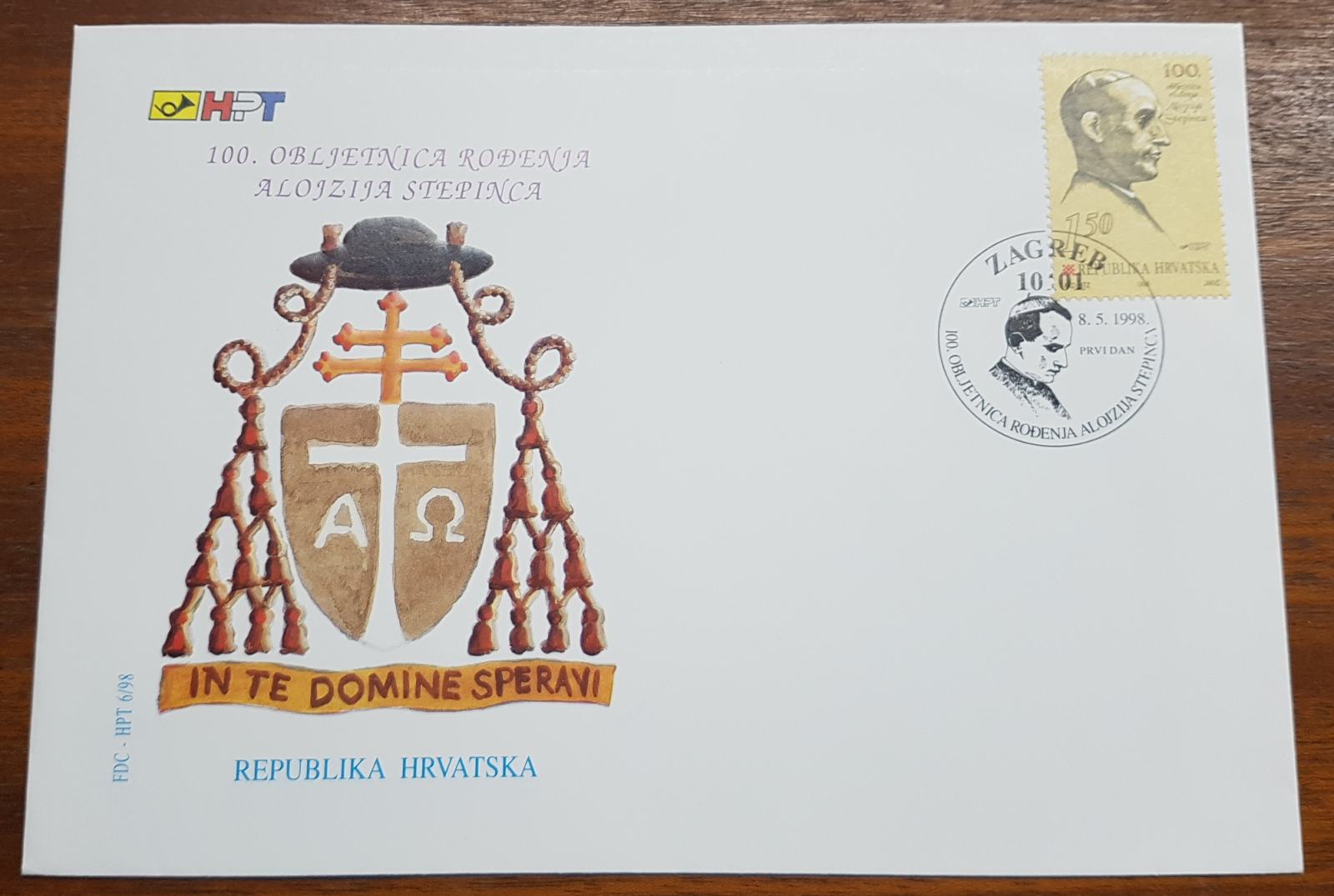 KOVERTA PRVI DAN HRVATSK 100 OBLJETNICA ROĐENJA ALOJZIJA STEPINCA 1998