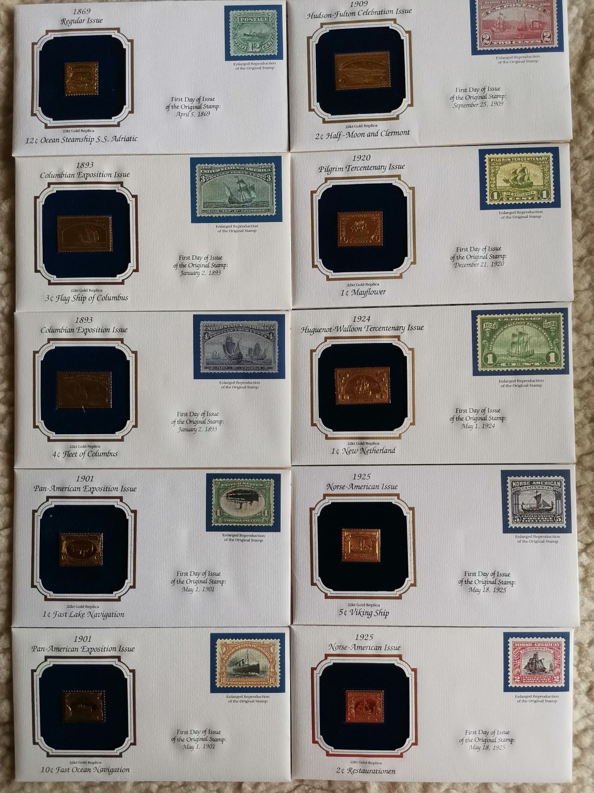 TEMA BRODOVI, POŠTANSKE USA ZLATNE MARKICE OD 1847-1932 GODINE