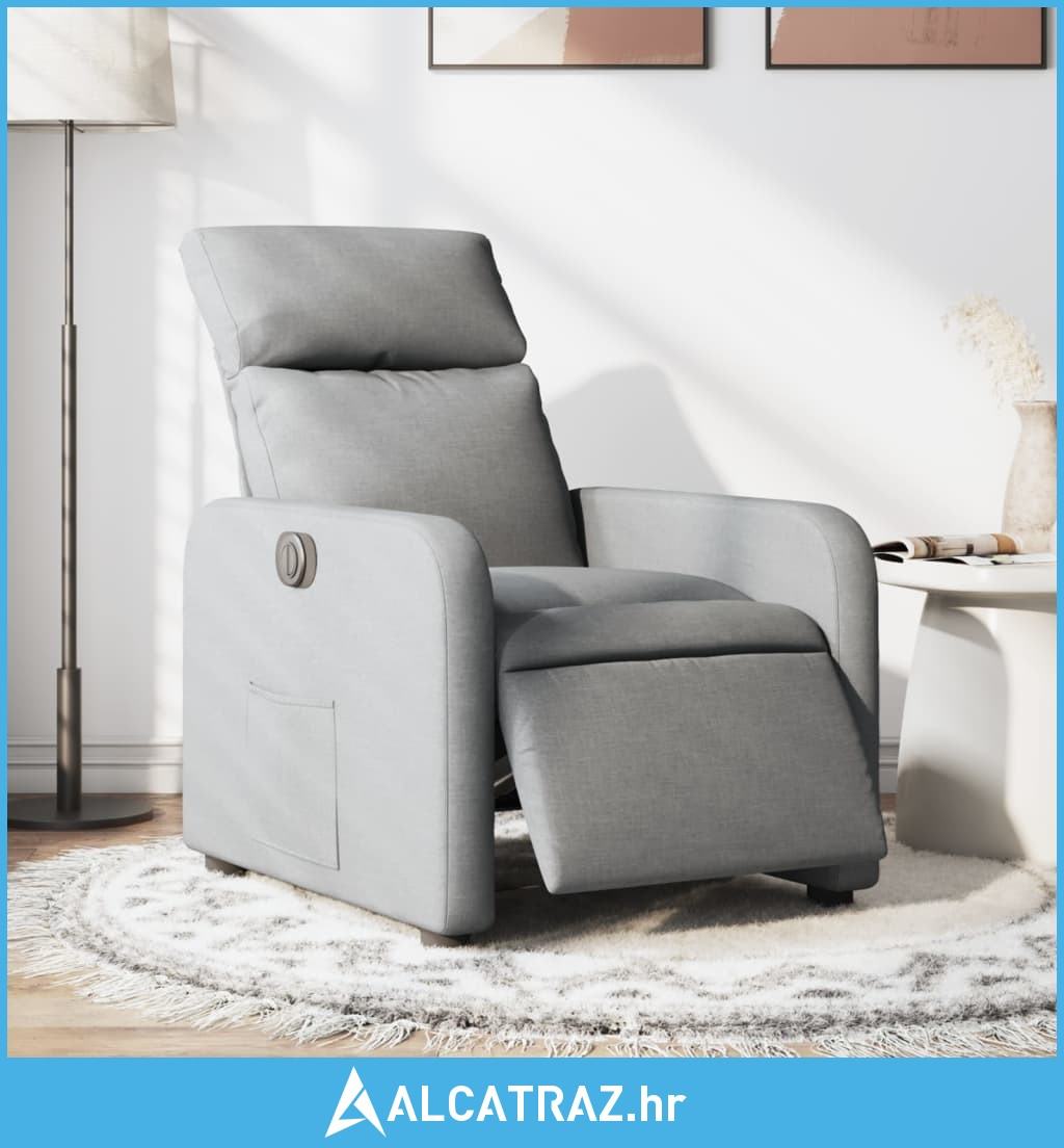 Električni naslonjač od tkanine svjetlosivi - NOVO