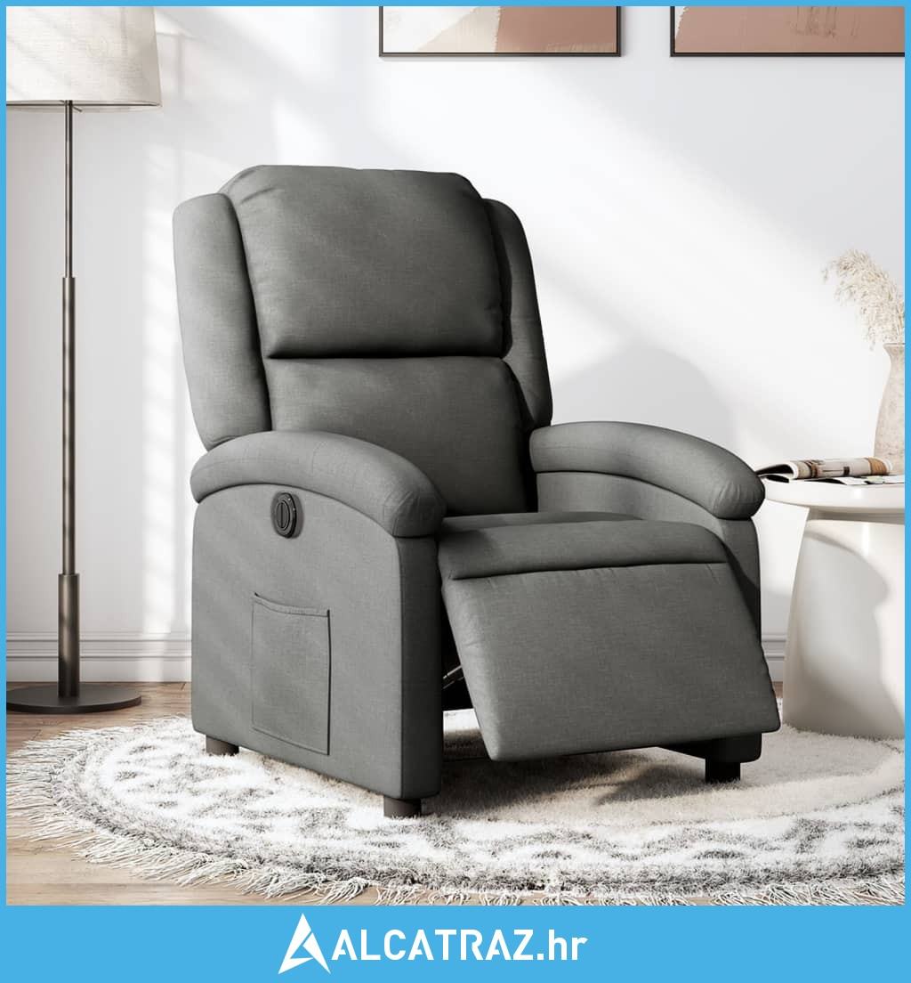 Električni naslonjač od tkanine tamnosivi - NOVO