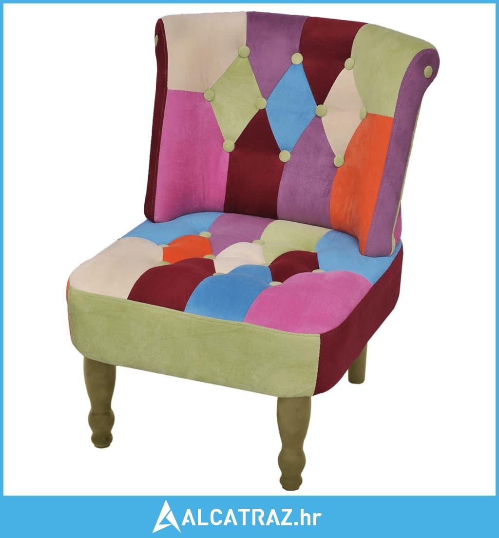 Francuska fotelja od tkanine s patchwork dizajnom - NOVO