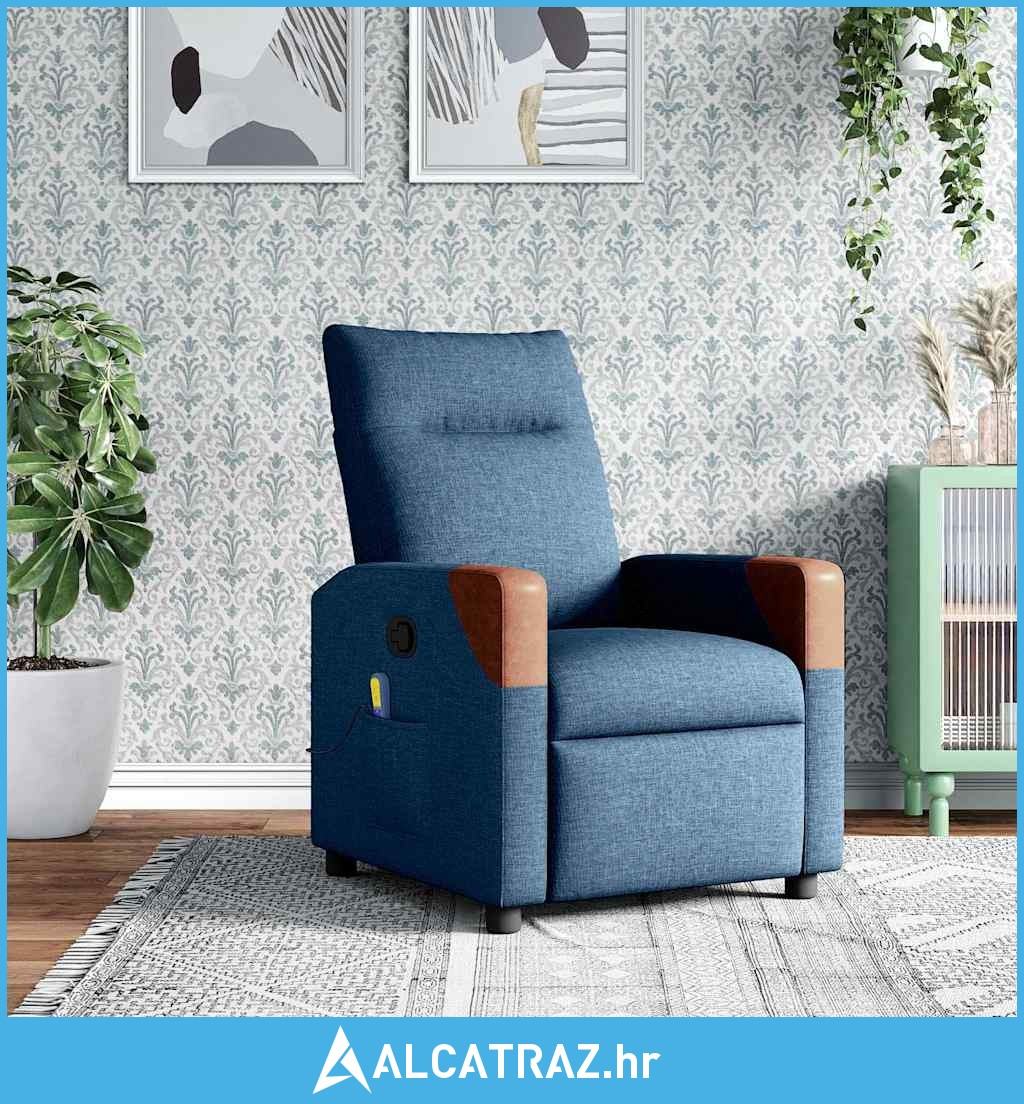 Masažni naslonjač od tkanine plavi - NOVO