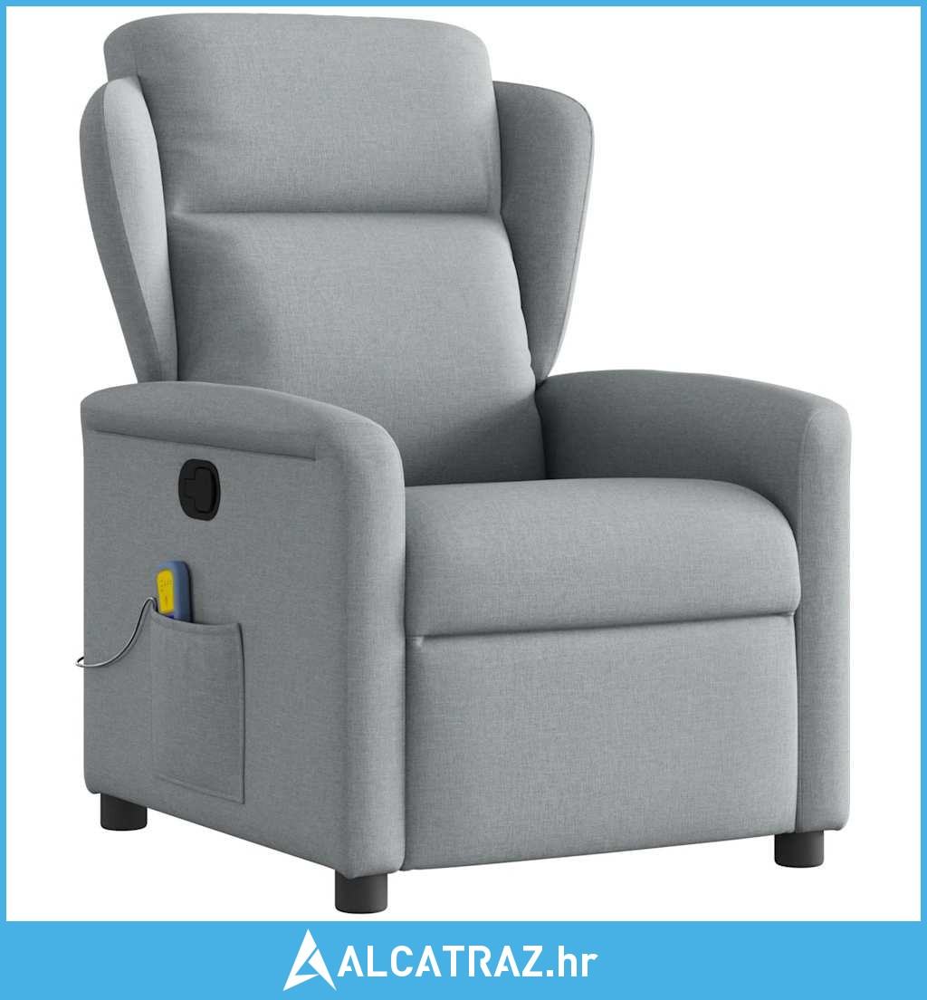 Masažni naslonjač od tkanine svjetlosivi - NOVO