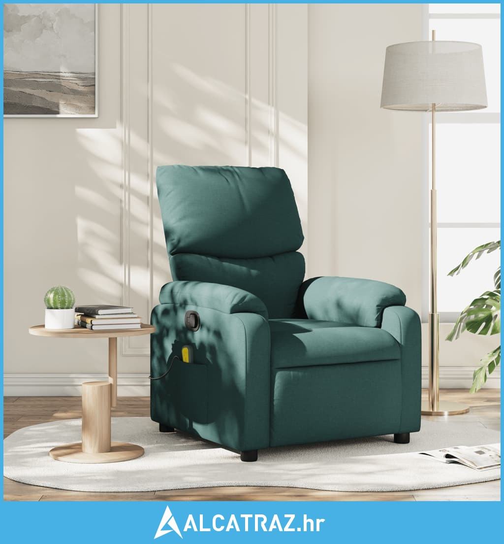 Masažni naslonjač od tkanine tamnozeleni - NOVO