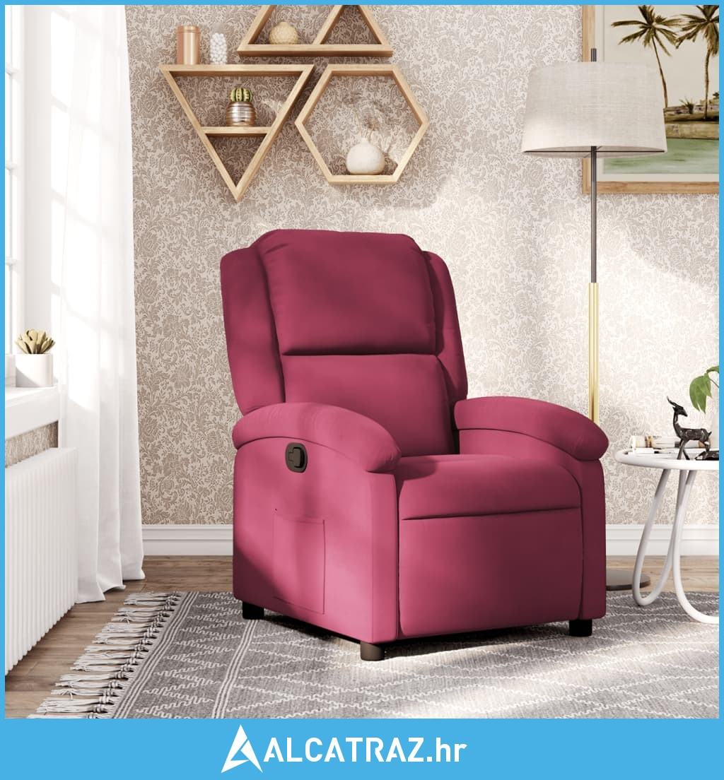 Naslonjač crvena boja vina baršunasti - NOVO