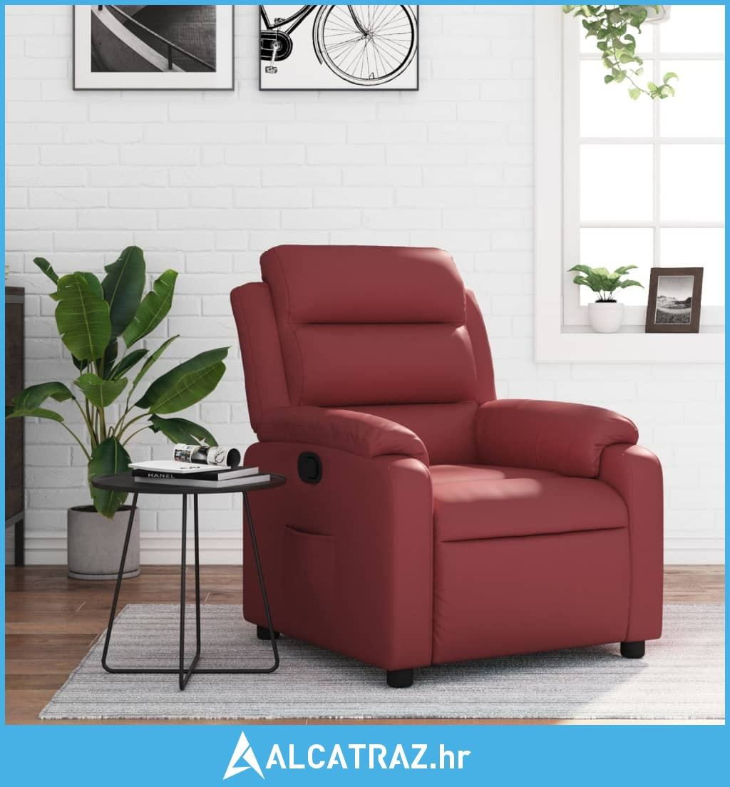 Naslonjač od umjetne kože crvena boja vina - NOVO