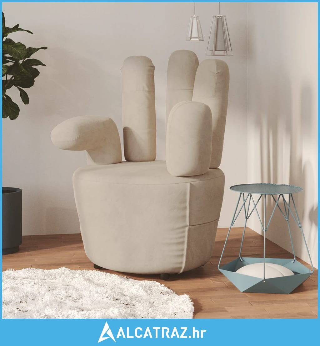 Stolica u obliku ruke svjetlosiva baršunasta - NOVO