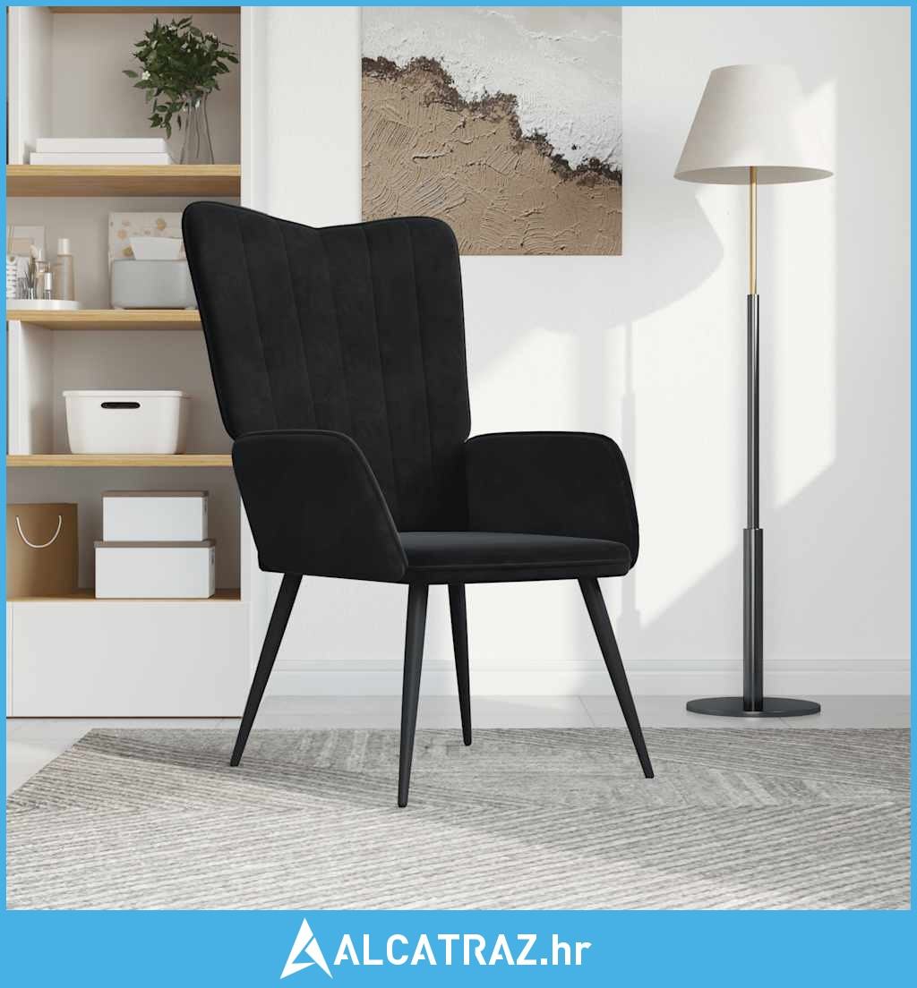 Stolica za opuštanje crna baršunasta - NOVO