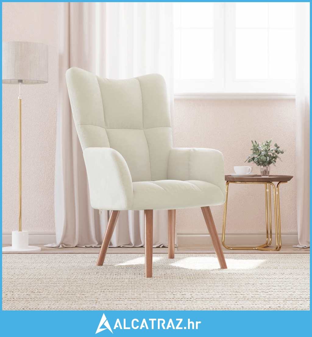 Stolica za opuštanje krem bijela baršunasta - NOVO