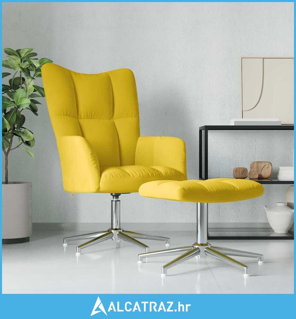 Stolica za opuštanje s osloncem za noge boja senfa baršunasta - NOVO