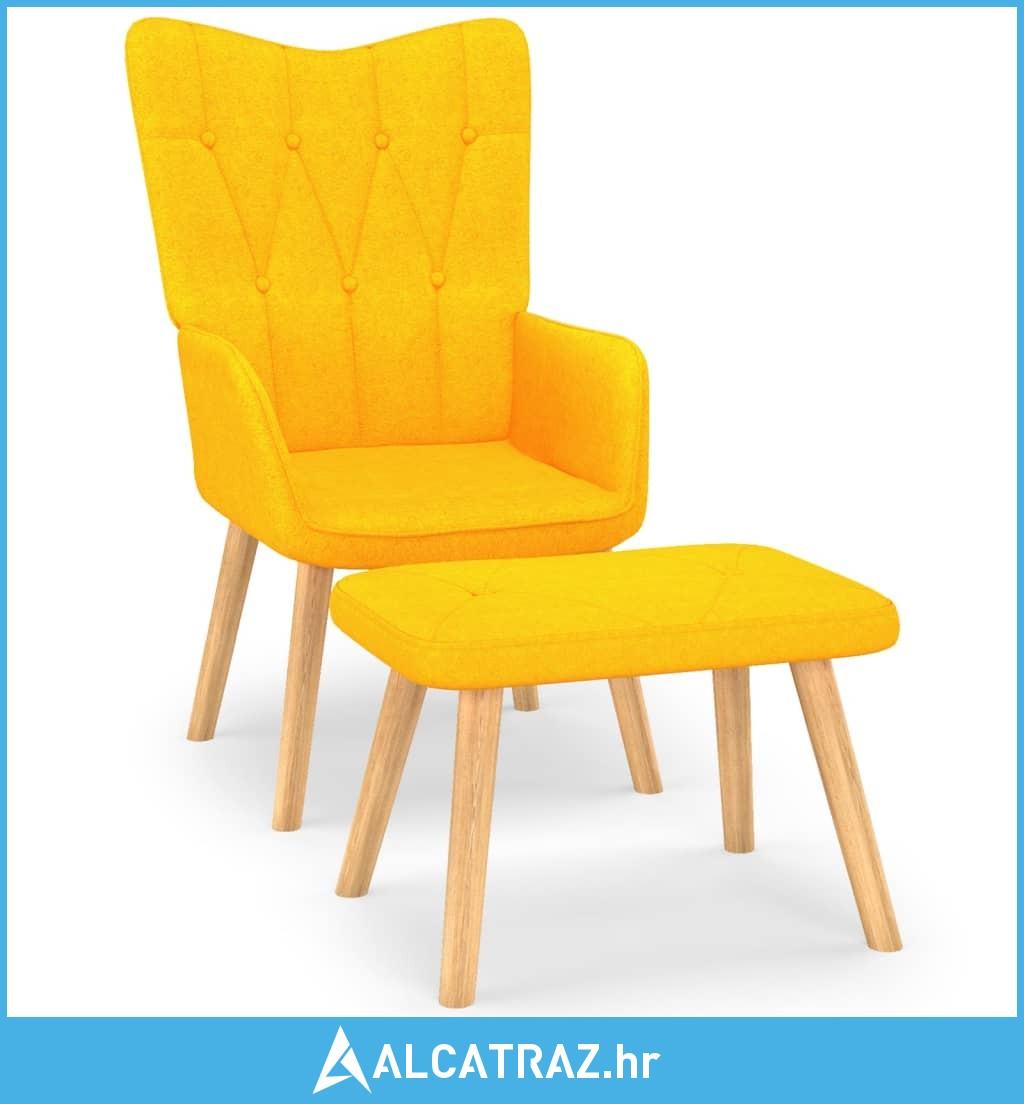 Stolica za opuštanje s osloncem za noge boja senfa od tkanine - NOVO