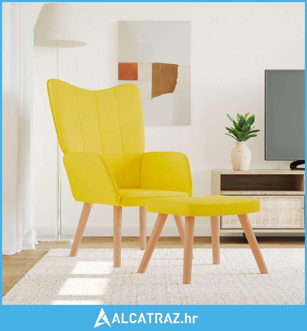 Stolica za opuštanje s osloncem za noge boja senfa od tkanine - NOVO