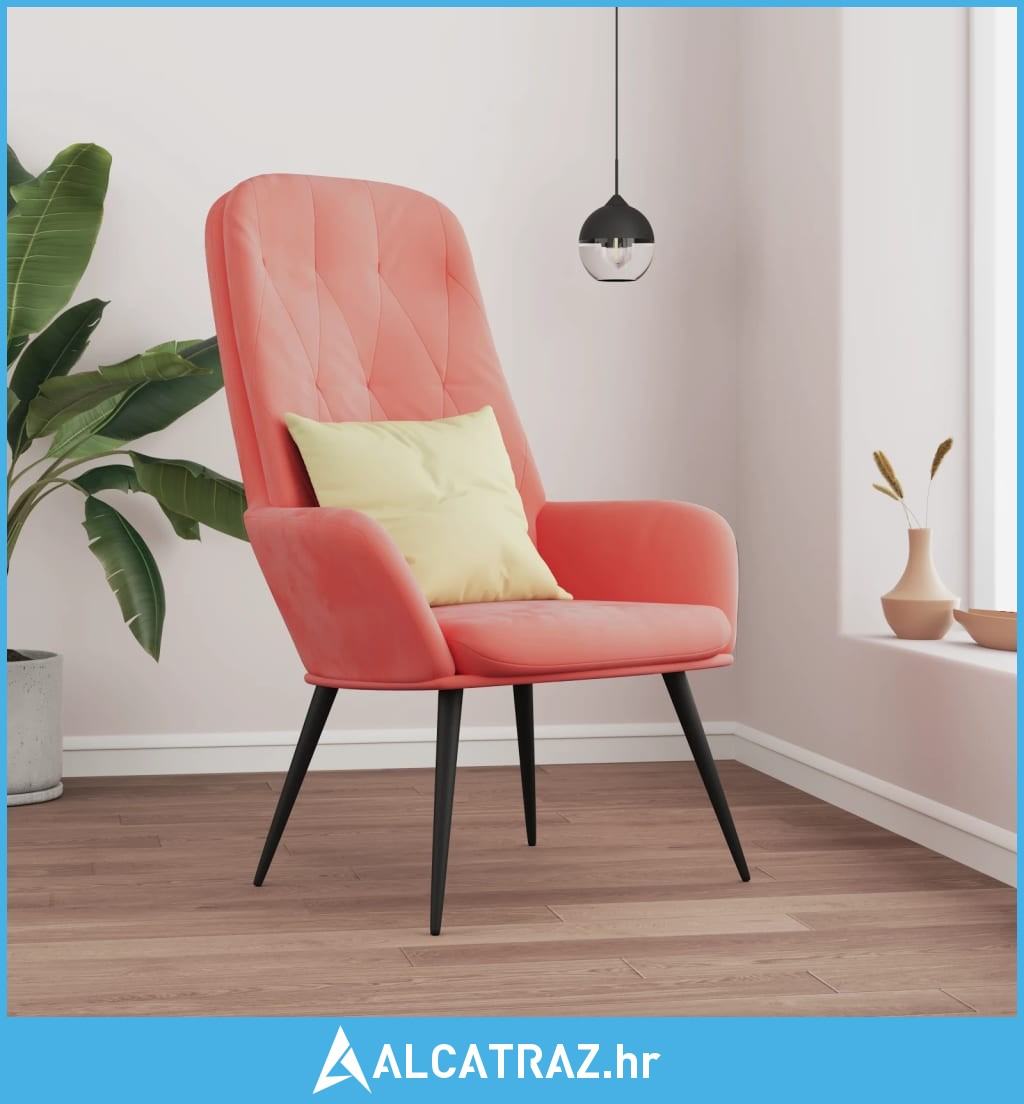 Stolica za opuštanje ružičasta baršunasta - NOVO