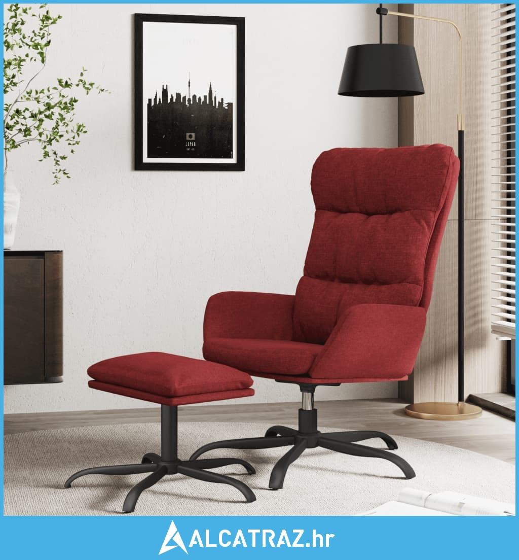Stolica za opuštanje sa stolcem boja vina baršunasta - NOVO