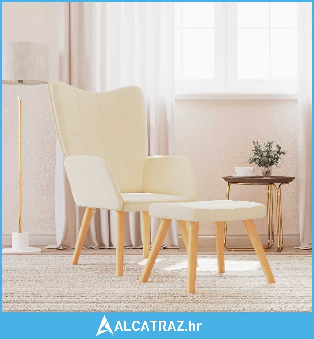 Stolica za opuštanje sa stolcem od tkanine krem - NOVO