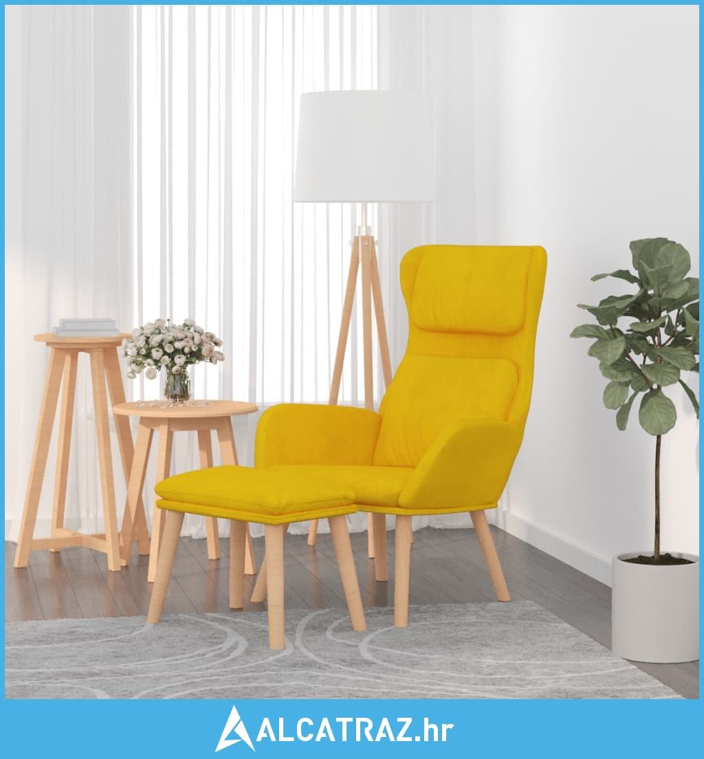 Stolica za opuštanje s tabureom boja senfa baršunasta - NOVO
