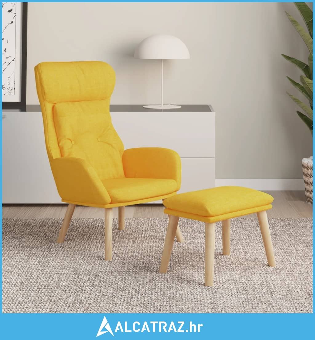 Stolica za opuštanje s tabureom od tkanine boja senfa - NOVO