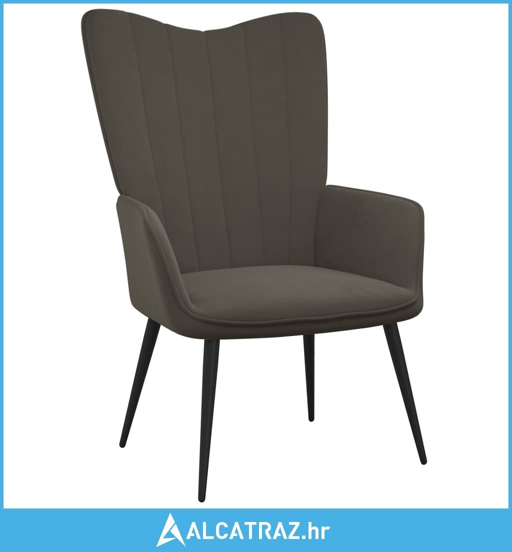 Stolica za opuštanje tamnosiva baršunasta - NOVO