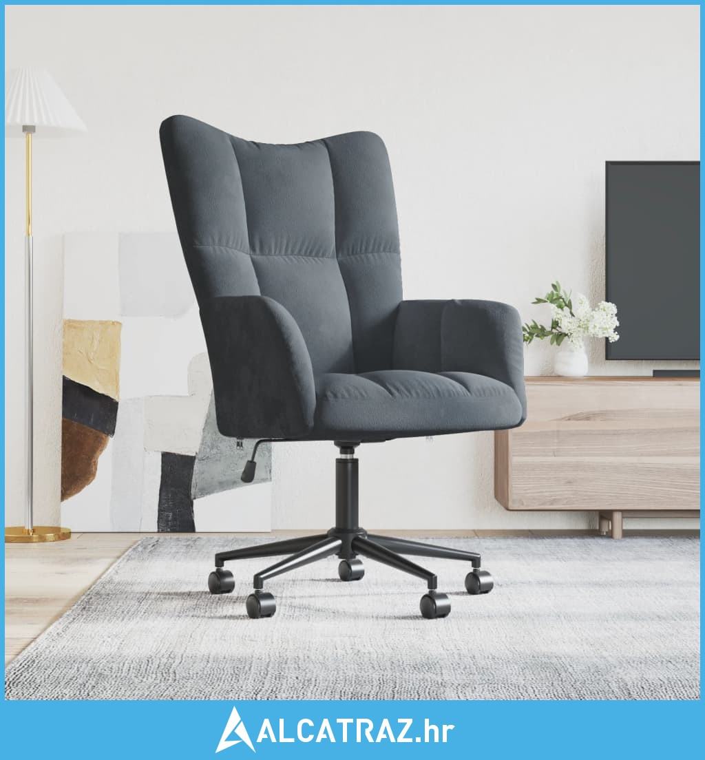 Stolica za opuštanje tamnosiva baršunasta - NOVO
