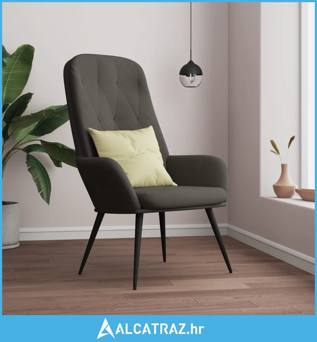 Stolica za opuštanje tamnosiva baršunasta - NOVO