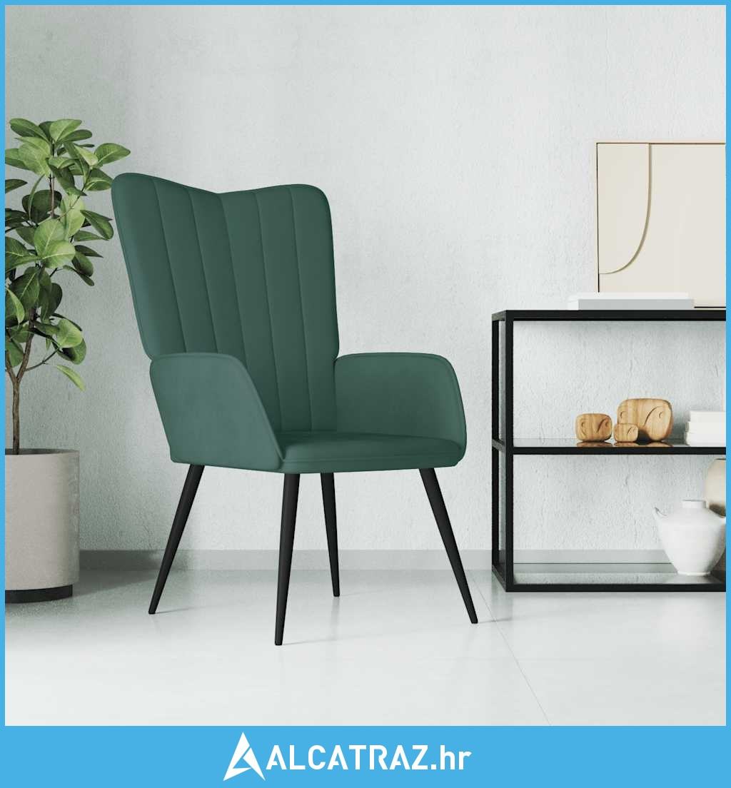 Stolica za opuštanje tamnozelena baršunasta - NOVO