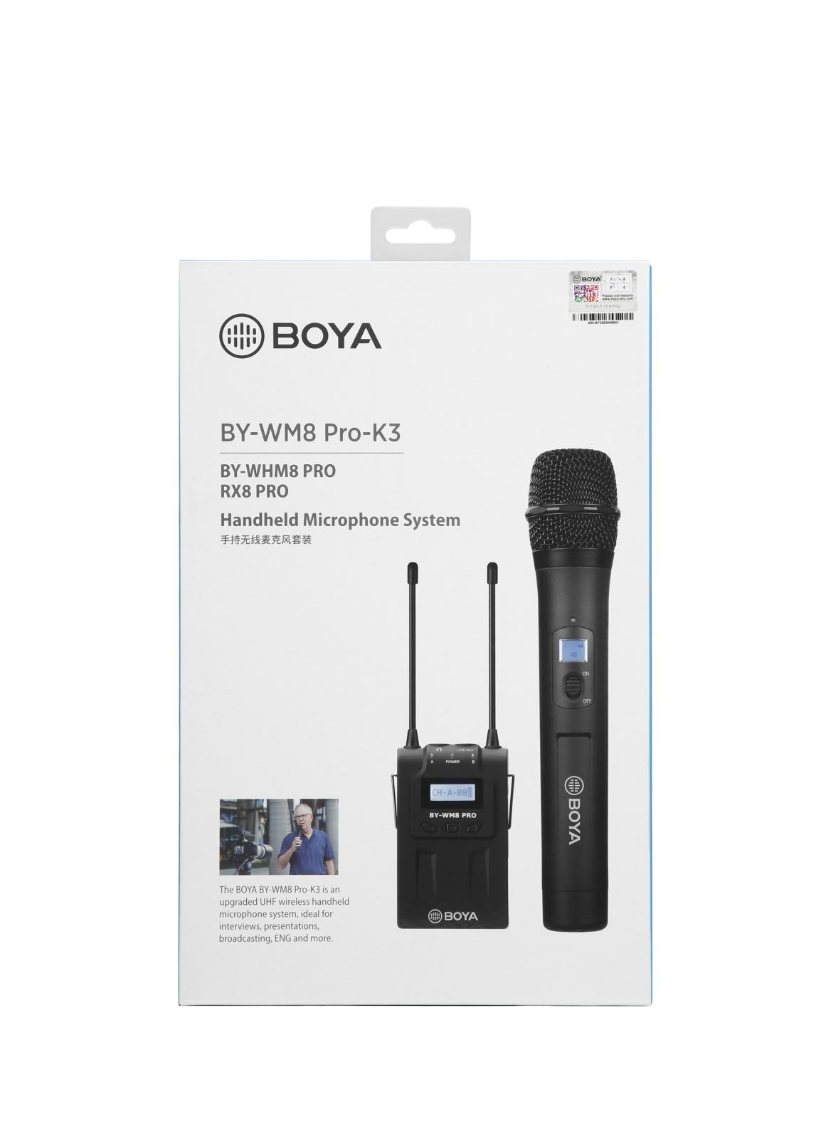Boya WM8 PRO-K3, profi UHF Wireless microphone system,1 lava. +1 ruč.