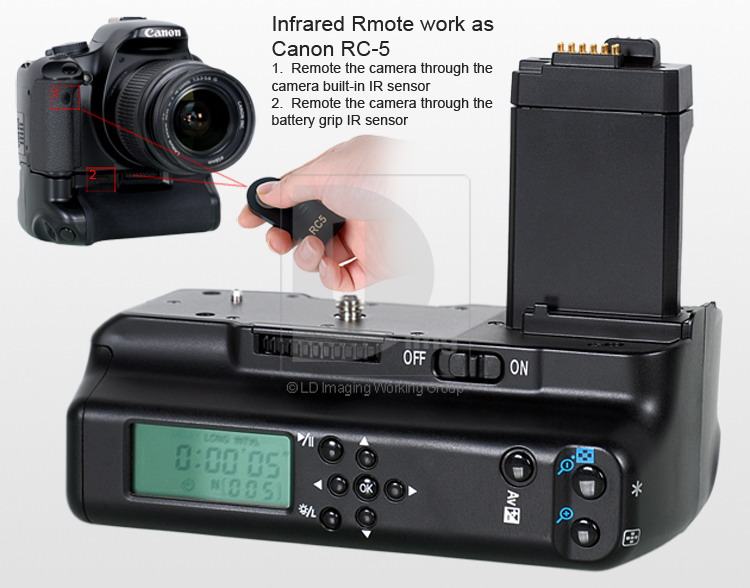 Canon 450/500/1000D Battery Grip s LCD-om i timer funkcijom