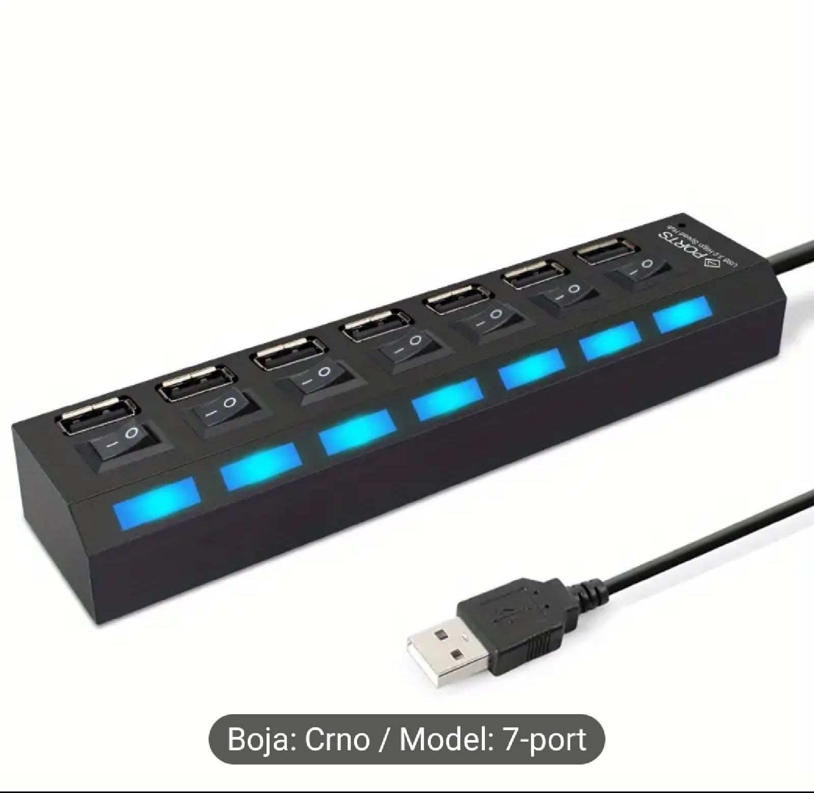 Multi USB Splitter Višestruki 7 Extender s prekidačem