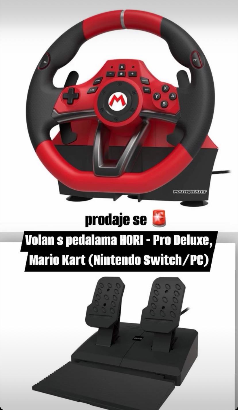 Volan s pedalama HORI - Pro Deluxe, Mario Kart (Nintendo Switch/PC)