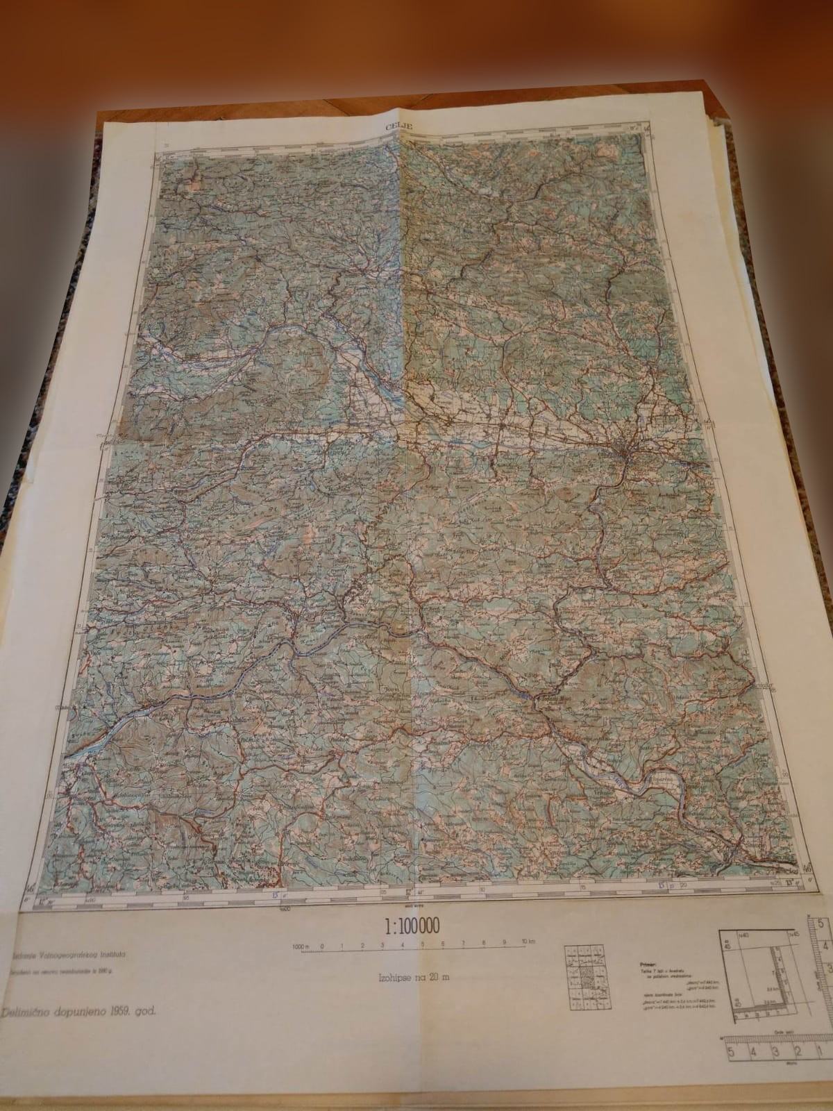 Topografska karta. Celje. Mjerilo 1:100.000