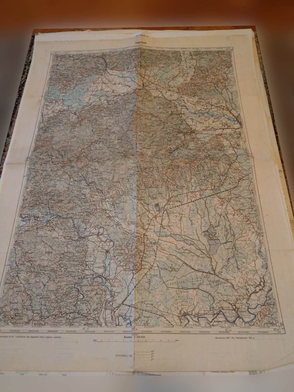 Topografska karta. Samobor. Mjerilo 1:100.000