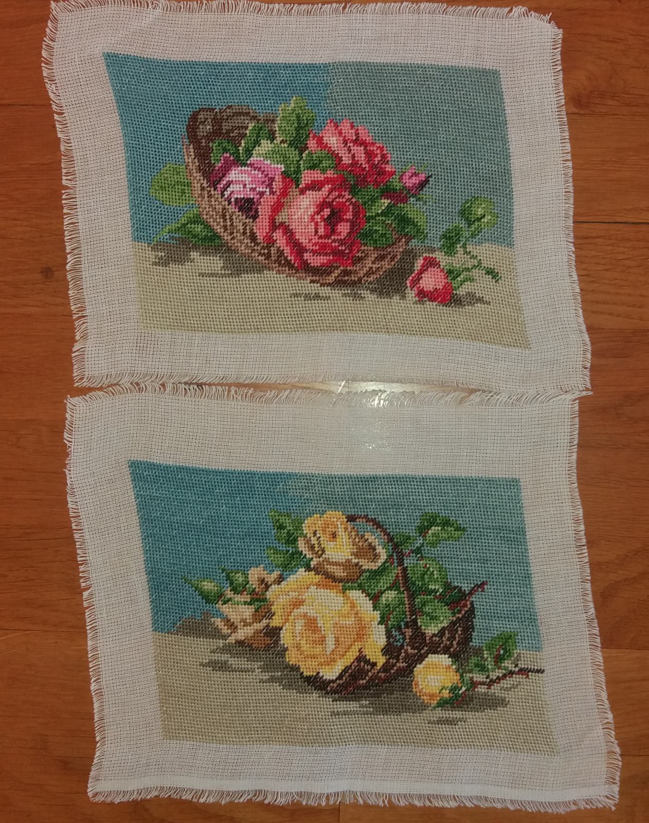 Dva manja goblena, košarice s cvijećem / sitni bod