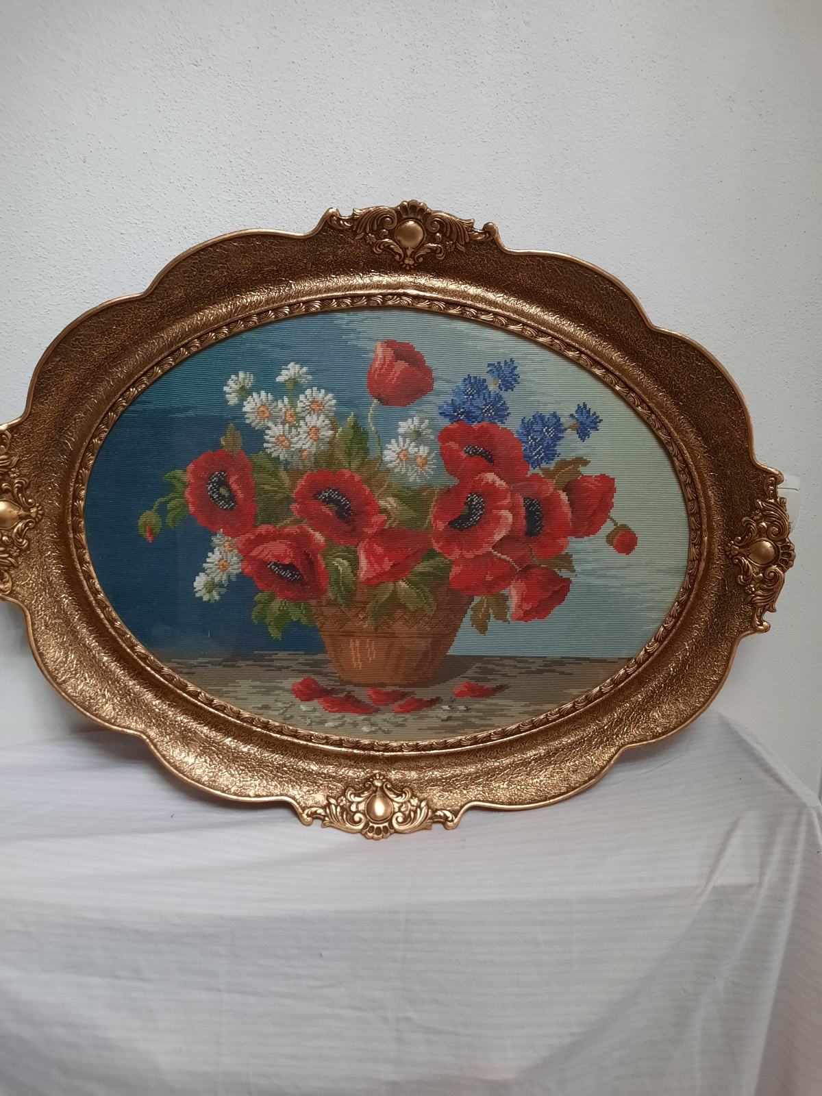 Makovi original Wiehler goblen u ukrasnom okviru