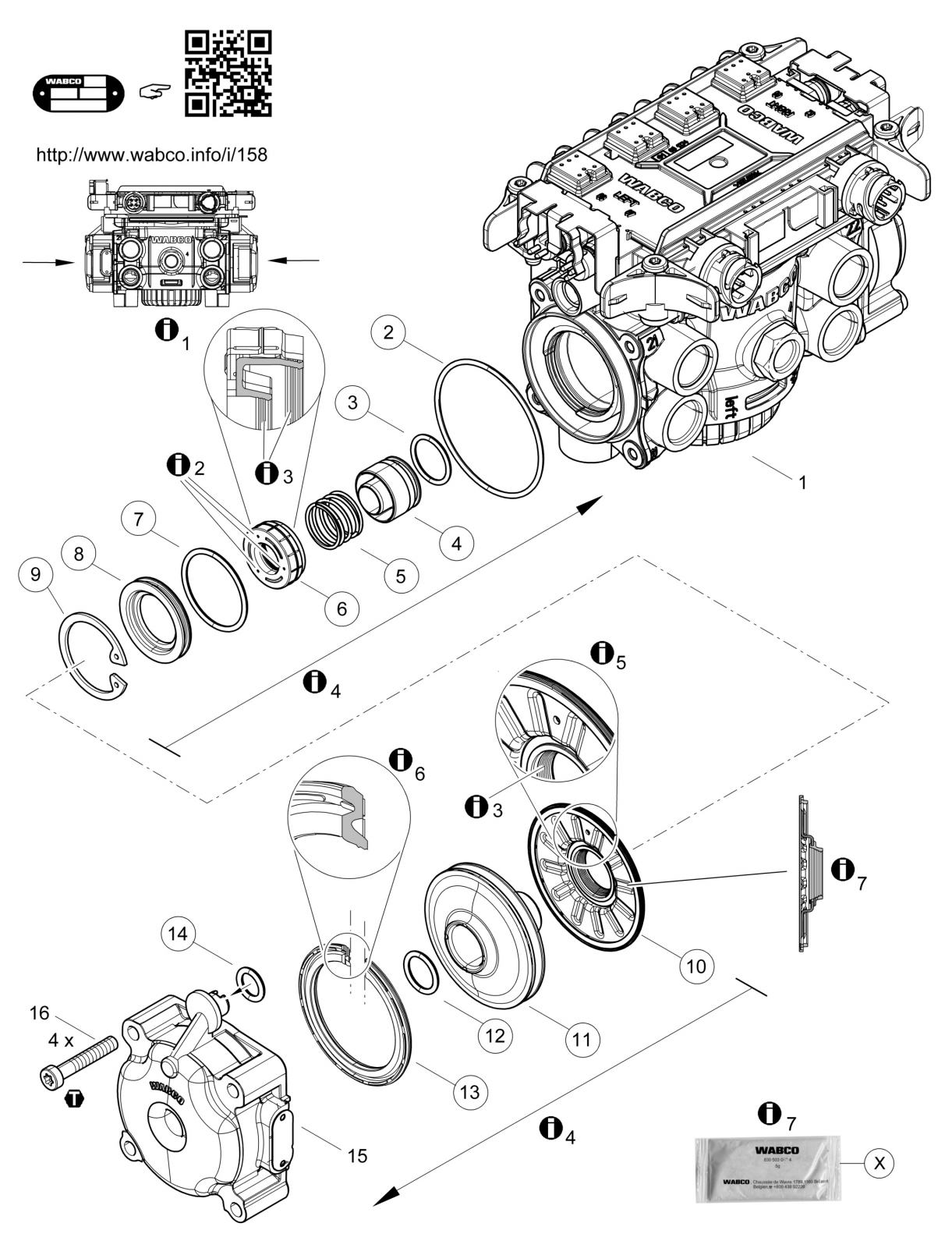GARNITURA ZA POPRAVAK VENTILA EBS 480104.... WABCO