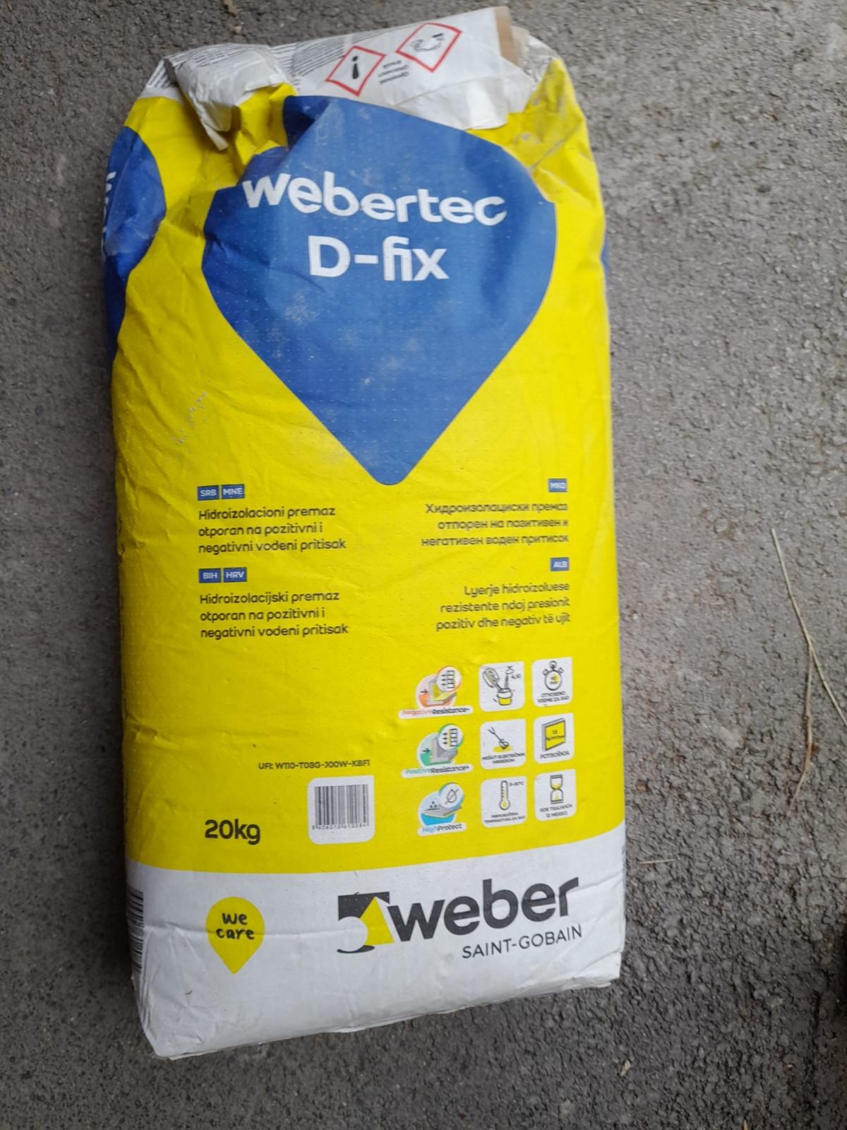 webertec d fix hidroizolacija, 2 vreće