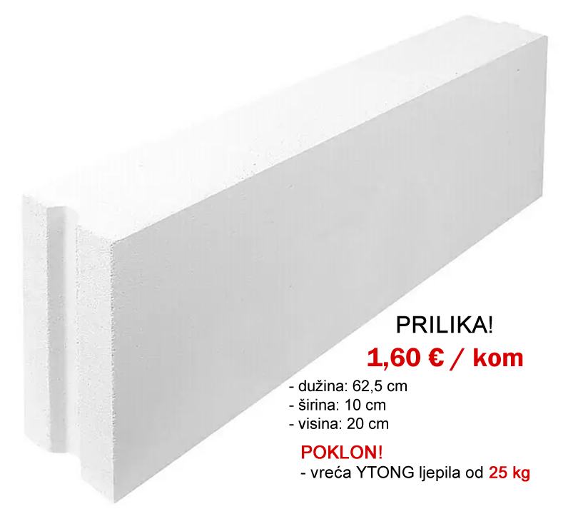 PRILIKA! - YTONG porobeton, siporex blokovi, 120 kom / debljina: 10 cm