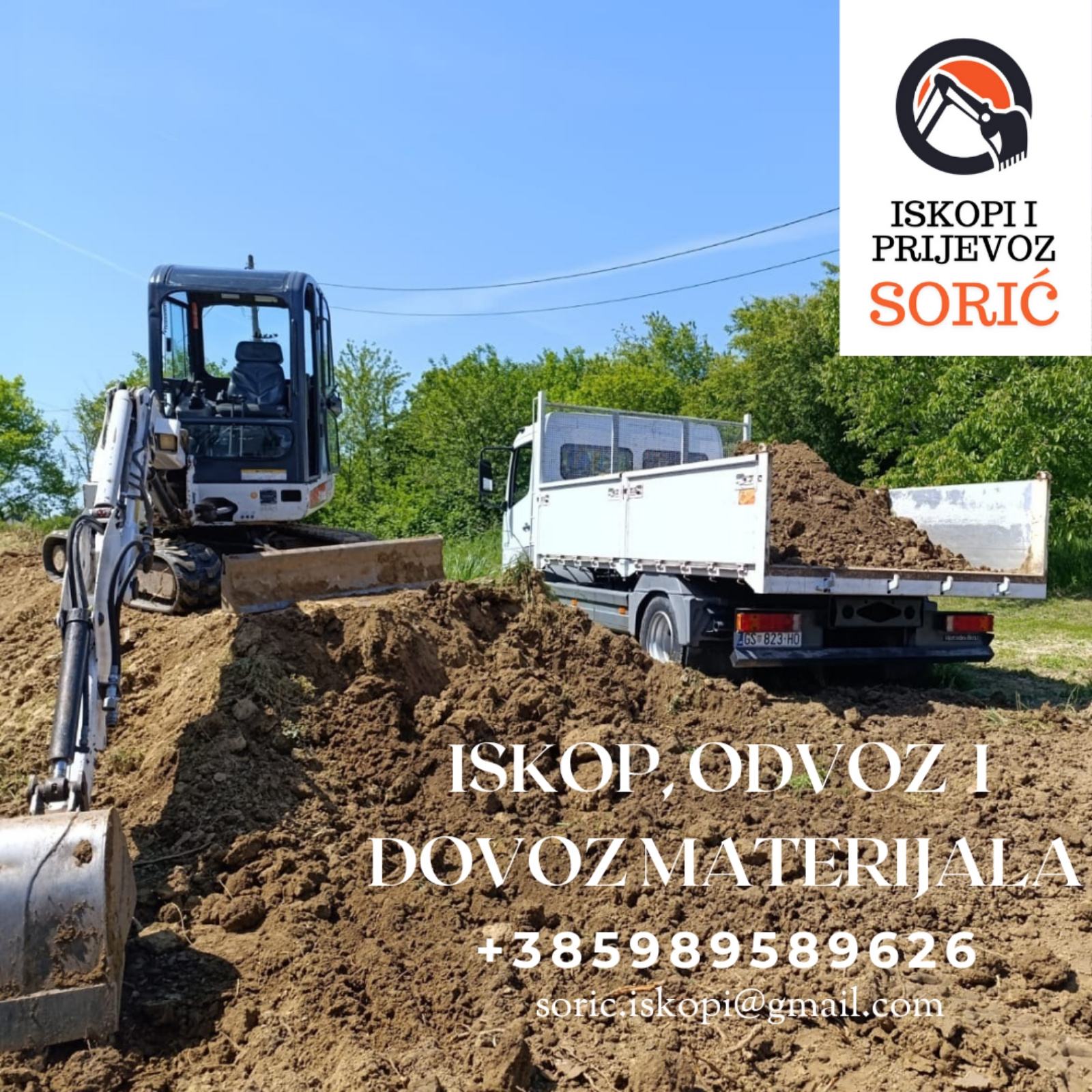 Iskopi bagerom, građevinski radovi i prijevoz