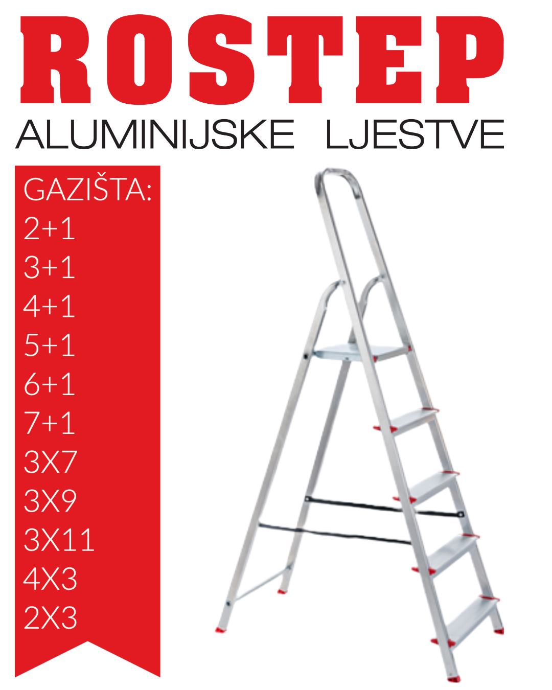 ROSTEP ALUMINIJSKE LJESTVE SA RAZNIM GAZIŠTIMA