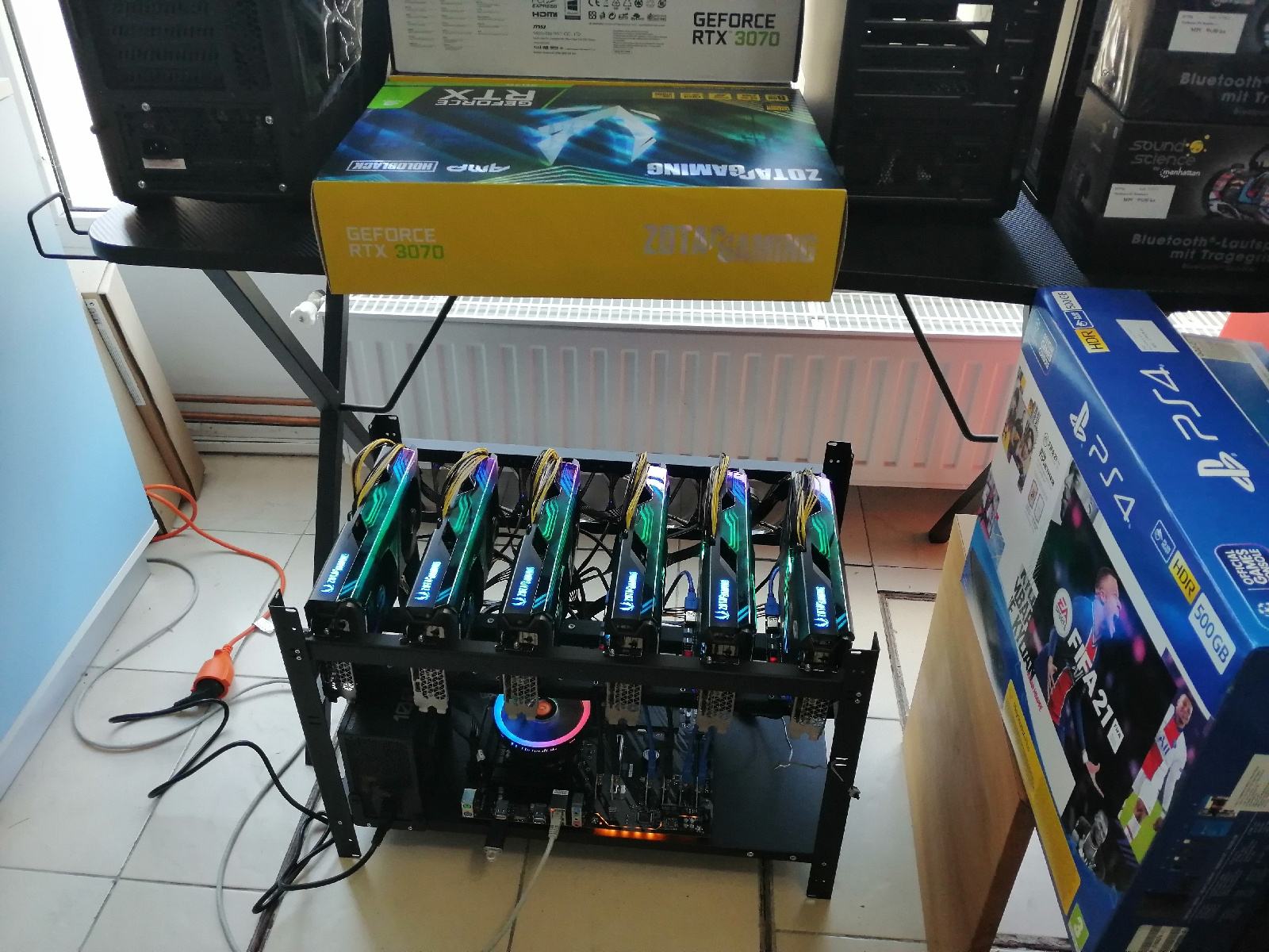 Mining RIG 6 X RTX 3070 8GB i5 8GB DDR4 360-370 MG/s