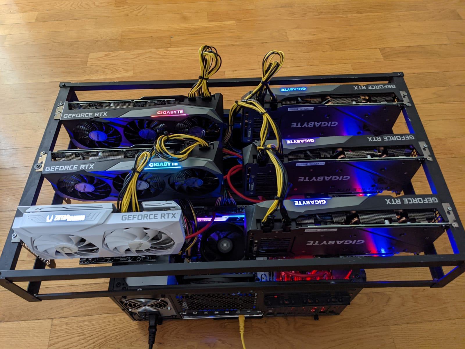 Mining Rig 6x RTX 3070 8 GB (370 MH/s)