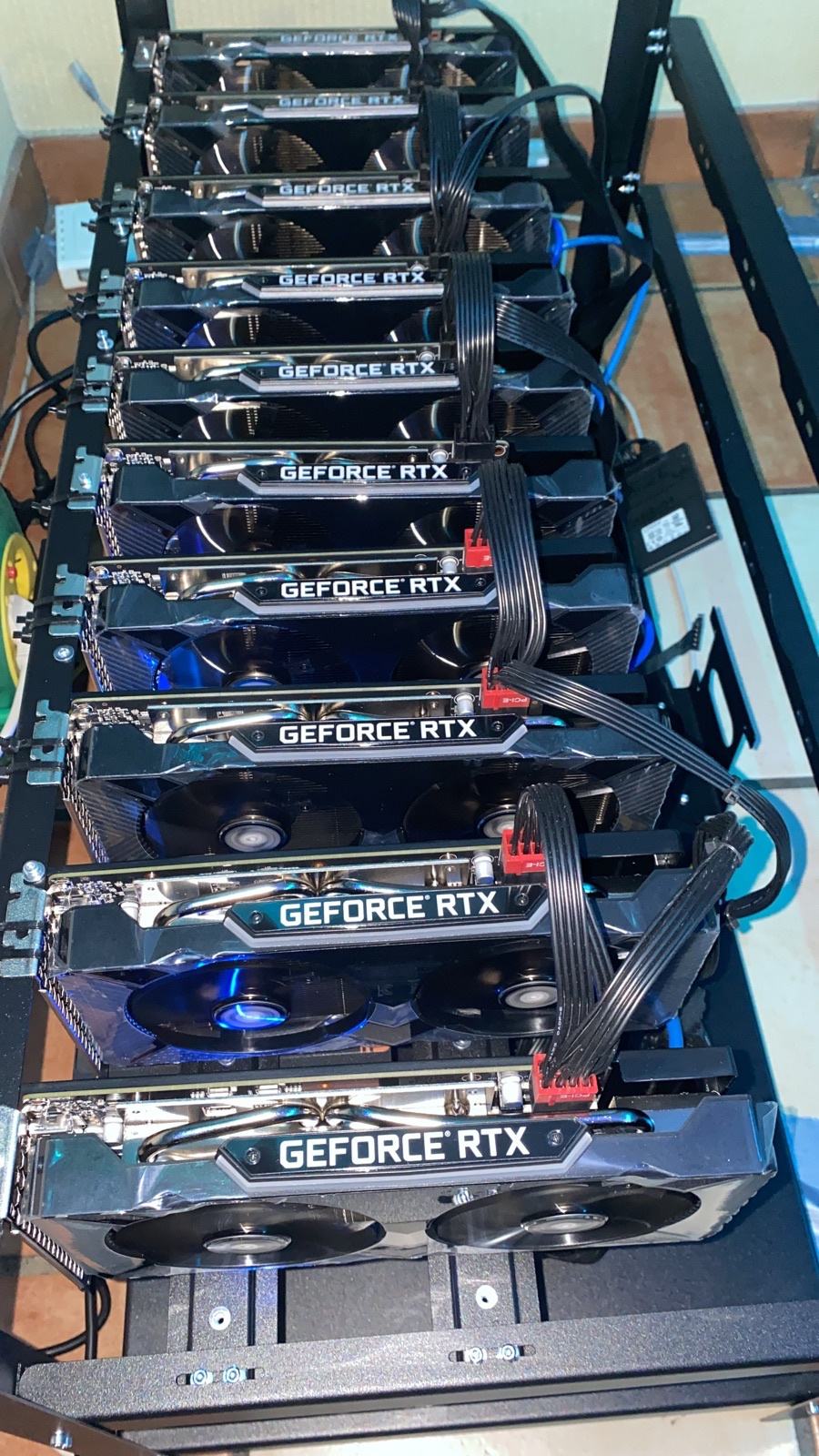 MINING RIG 10*RTX2060 super 8gb, 440 mHs ETH