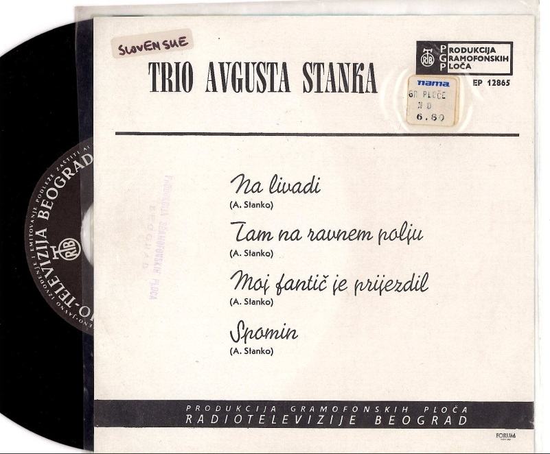 mala gramo pločaTrio Avgusta STANKA ‎– Na Livadi , Yugoslavia 1966